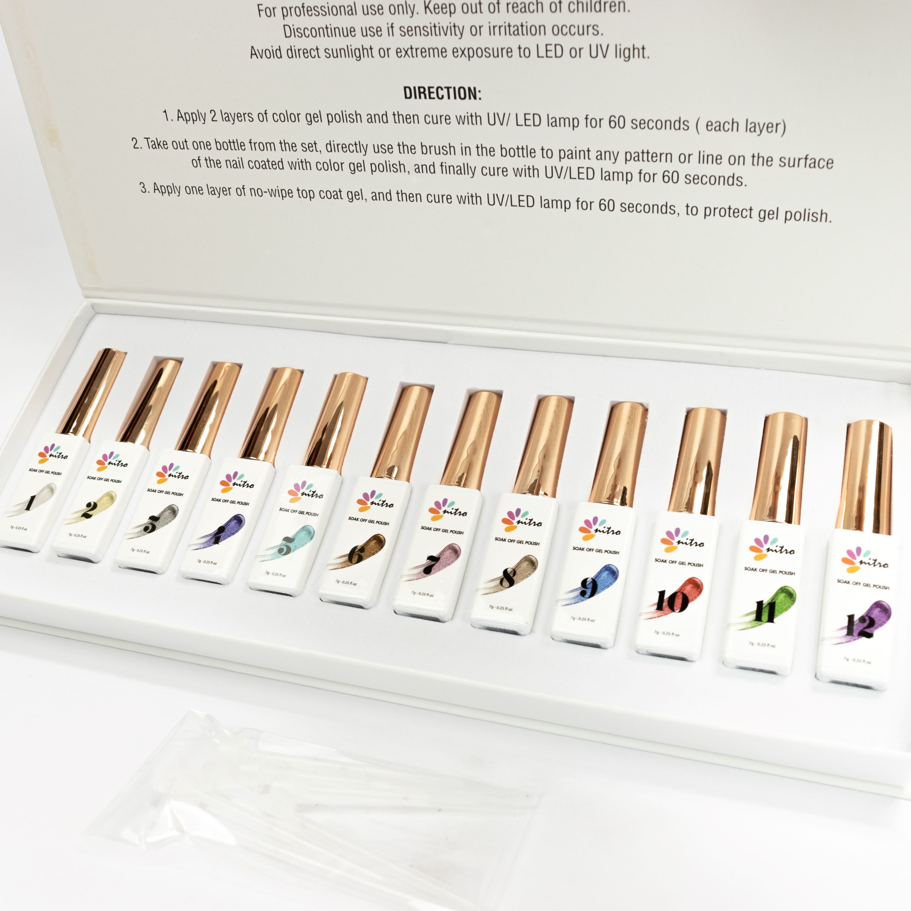 Nitro Glitter Gel Art Liner Kit (12 Colours) – Oz Nails & Beauty Supply